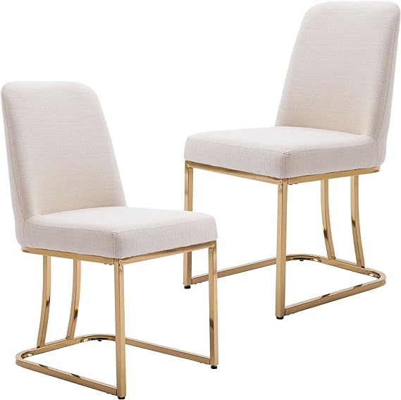 MODERN HIGH BACK DINING CHAIRS - BEIGE/GOLD | Divine Living